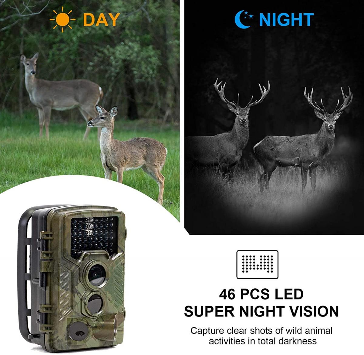 H881 Wildlife Camera 8MP 1080P HD Trail Game Camera Waterproof Scouting ...