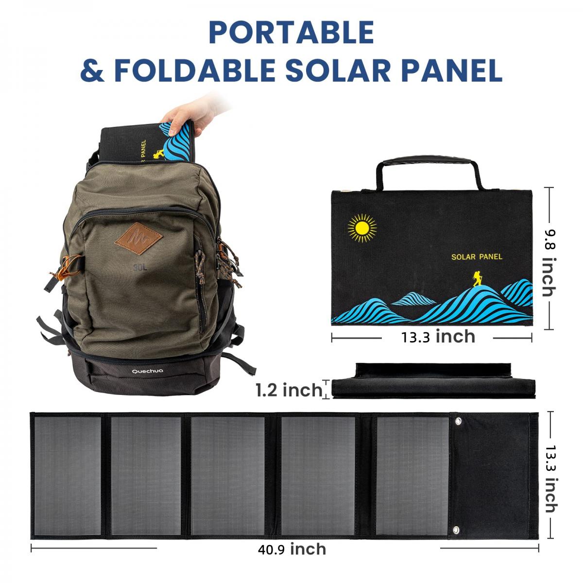 Solar Panel Charger Camping 40W Ipx4 14/13/12/11/Xs,Ipad,Samsung - K&F ...