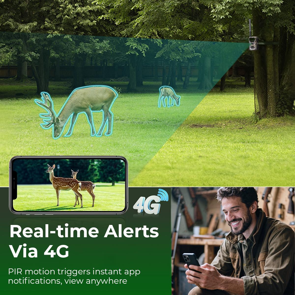 Kentfaith 4G Cellulaire Trail Camera, 2.7K Video's & 32MP Foto's, Real ...