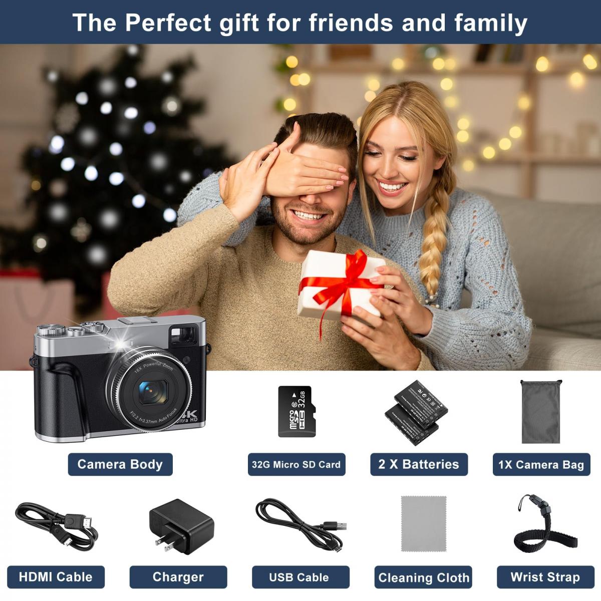 Câmera Digital para iniciantes 48MP Vlogging Camera para YouTube 4K 16X ...