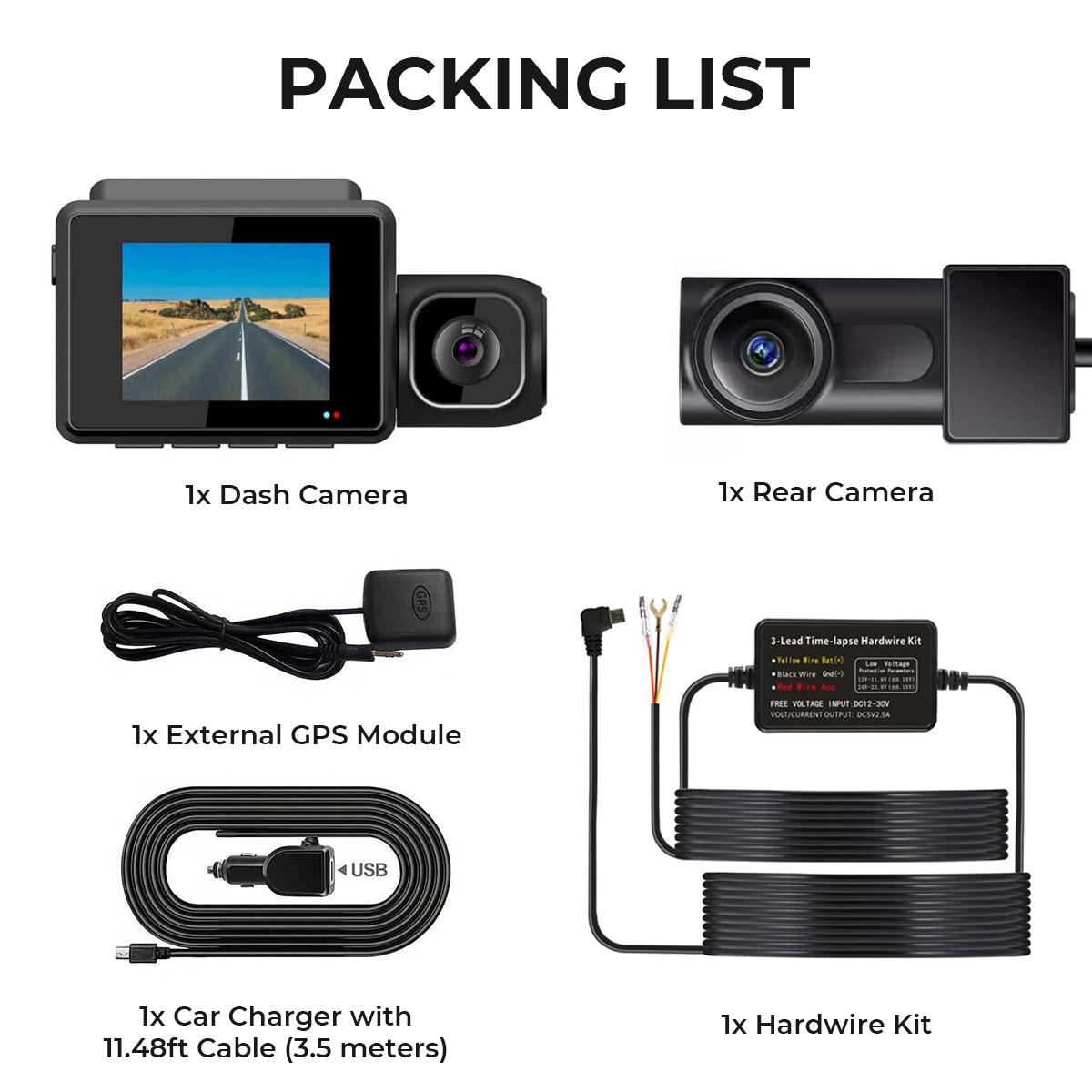 3 Channel Dash Cam,4K WiFi Dash Cam Front and Rear Inside, Kentfaith ...
