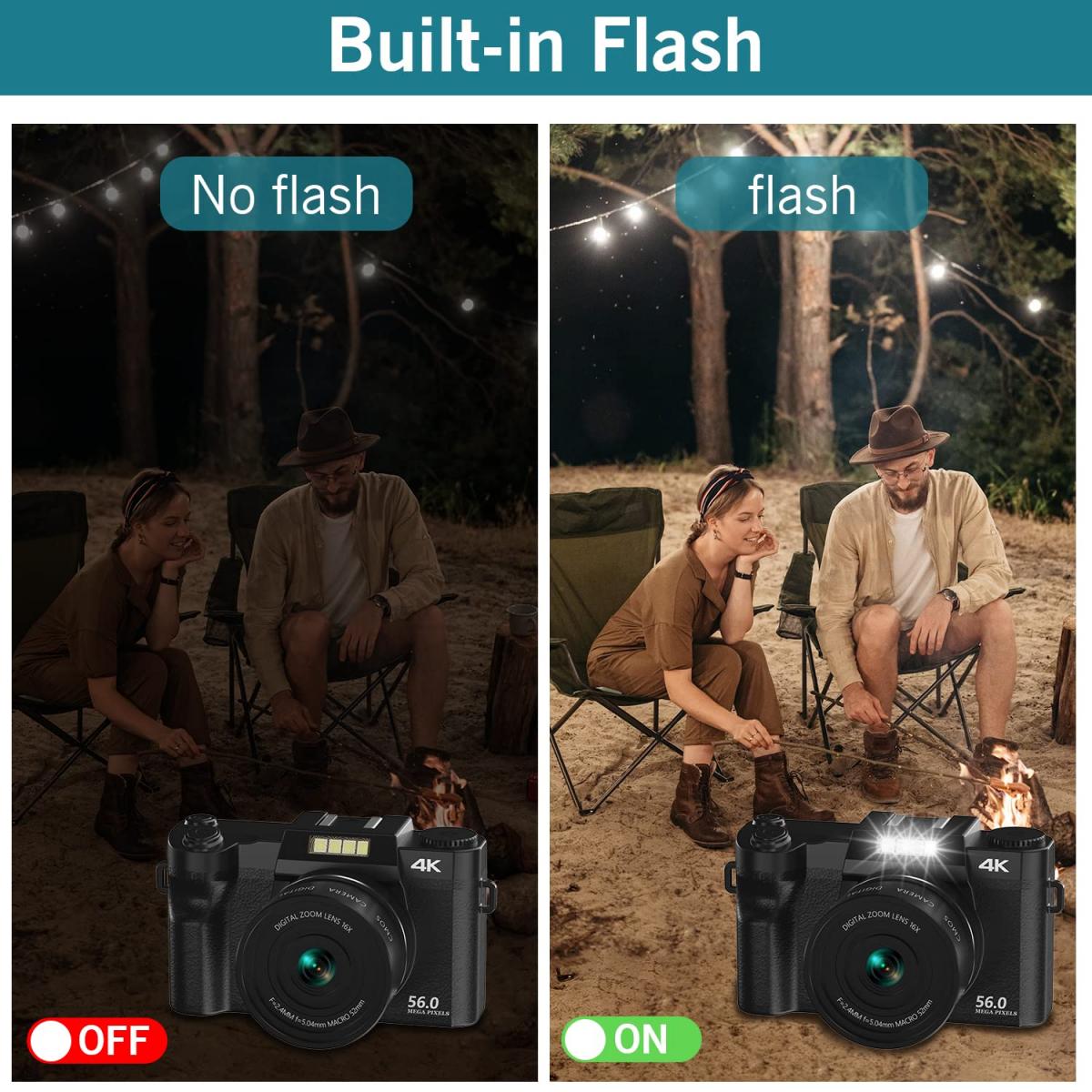 Digital Camera Vlogging 4K 56Mp 16X 32Gb - K&F Concept