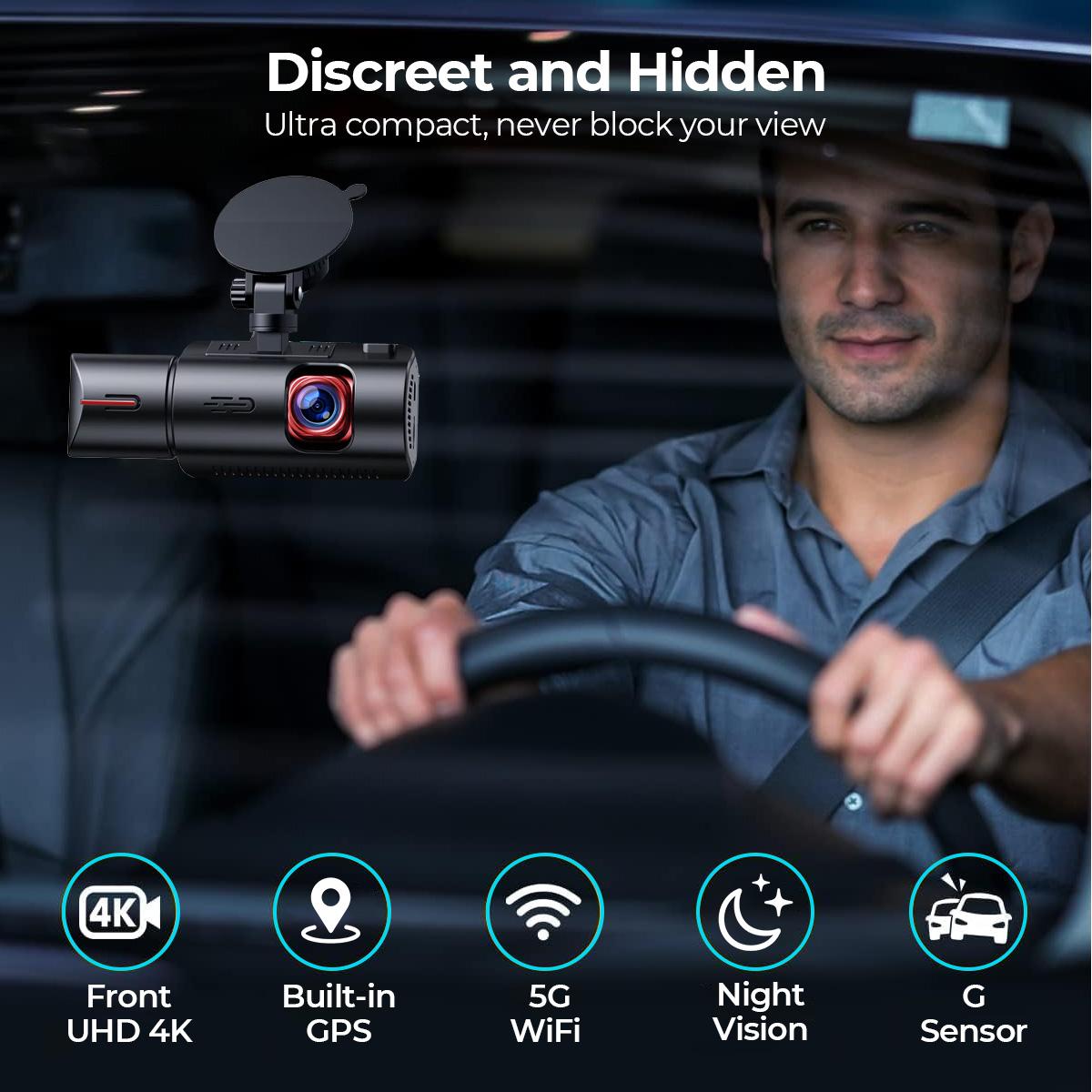 3 Channel Dash Cam | Wireless Dash Cam Front and Rear Uk - K&F Concept