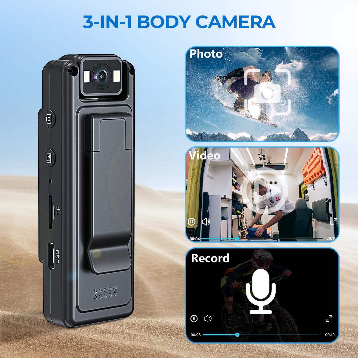 Mini Body Camera Video Audio Recorder with WiFi Wearable Bodycam 180 ...
