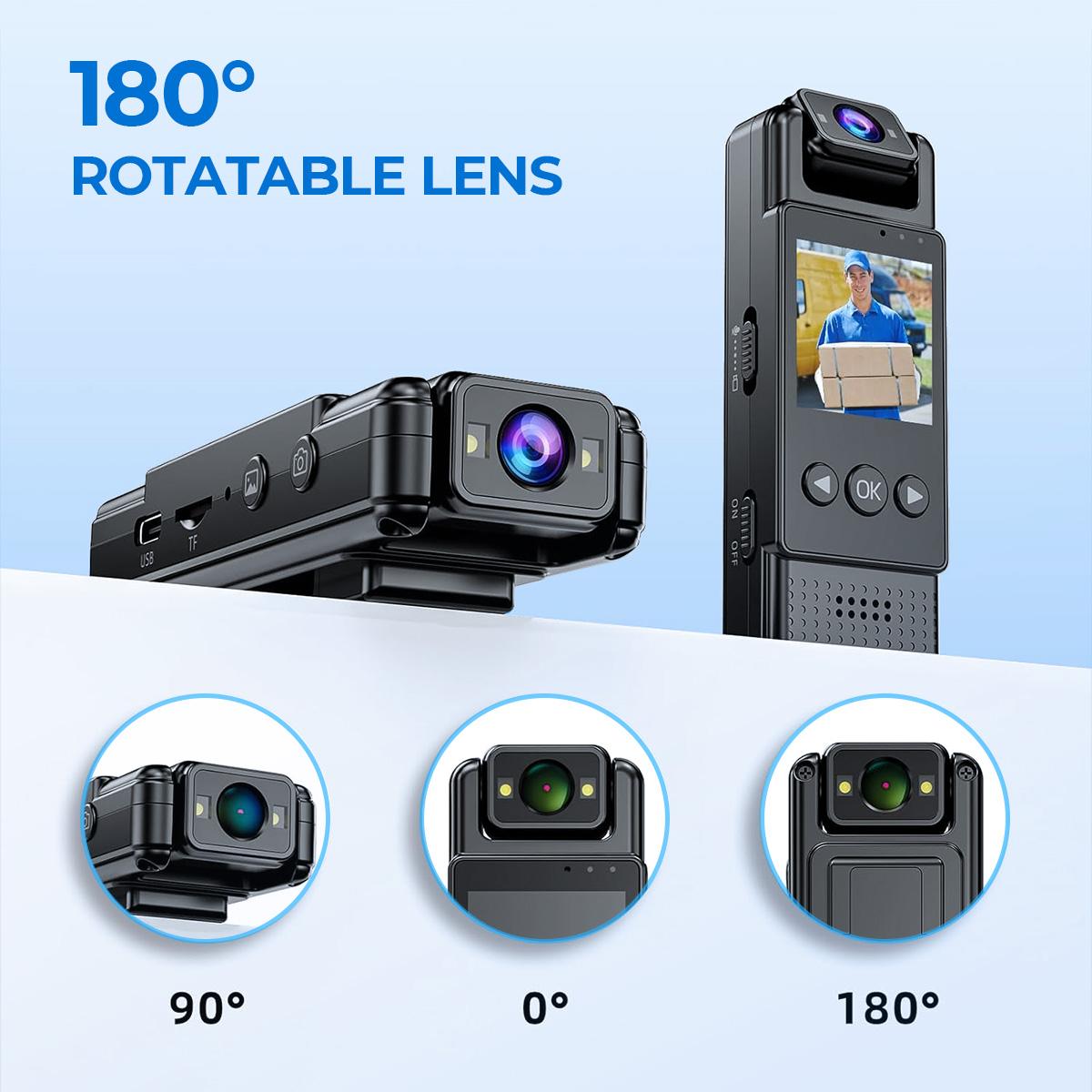 Mini Body Camera Video Audio Recorder with WiFi Wearable Bodycam 180 ...