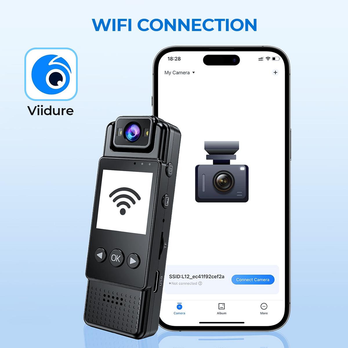 Mini Body Camera Video Audio Recorder with WiFi Wearable Bodycam 180 ...