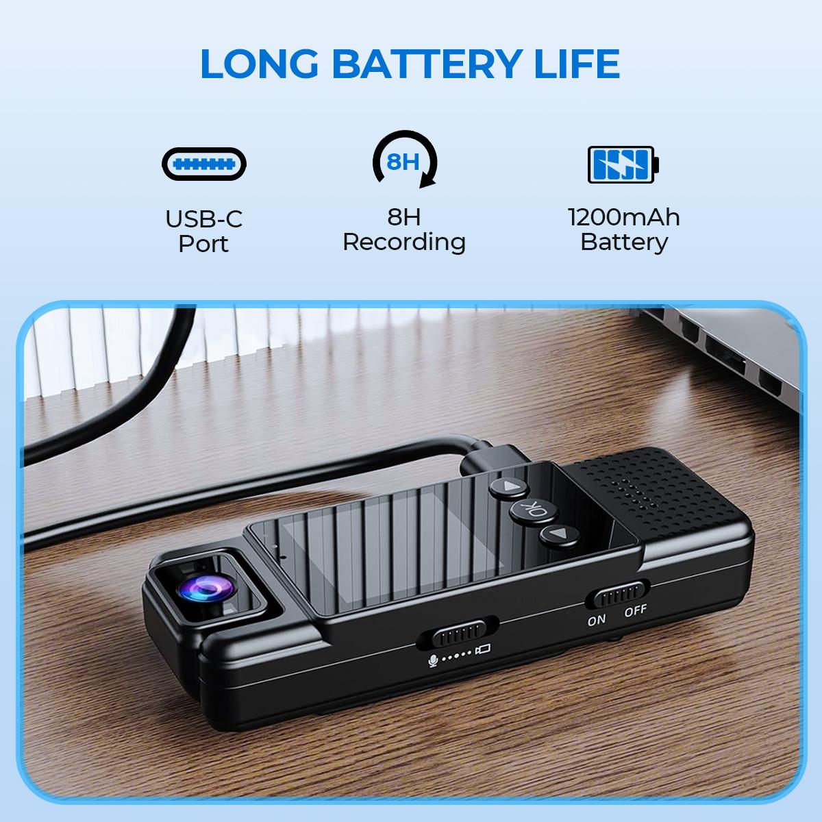 Mini Body Camera Video Audio Recorder with WiFi Wearable Bodycam 180 ...