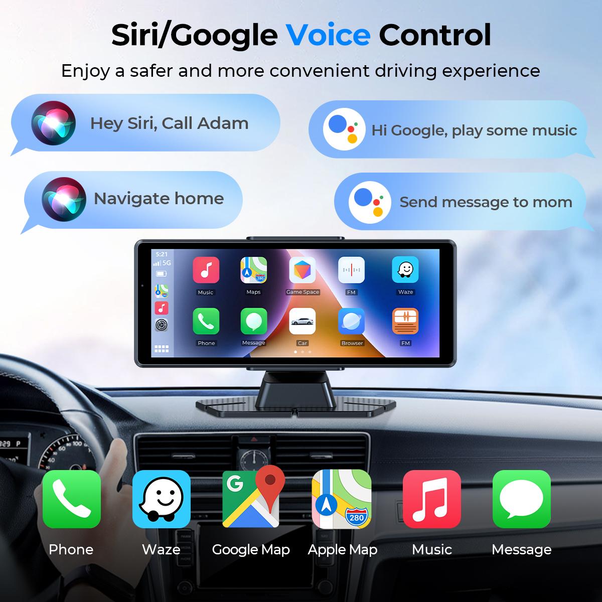 8" Wireless CarPlay Screen Android Auto Car Stereo with 1080P Backup ...