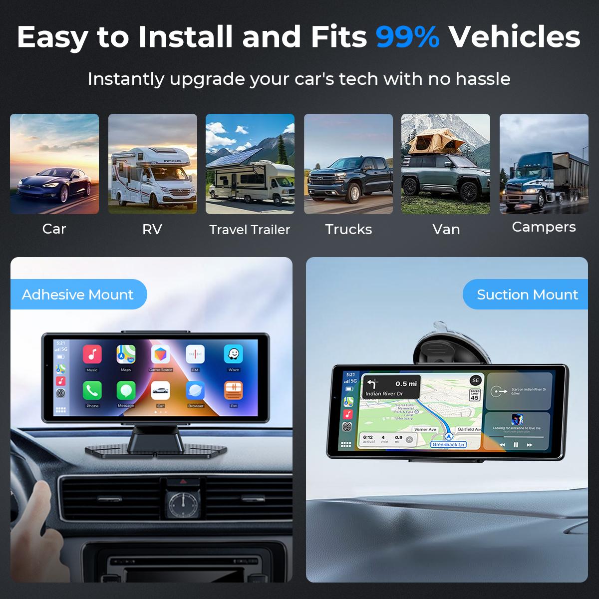 8" Wireless CarPlay Screen Android Auto Car Stereo with 1080P Backup ...