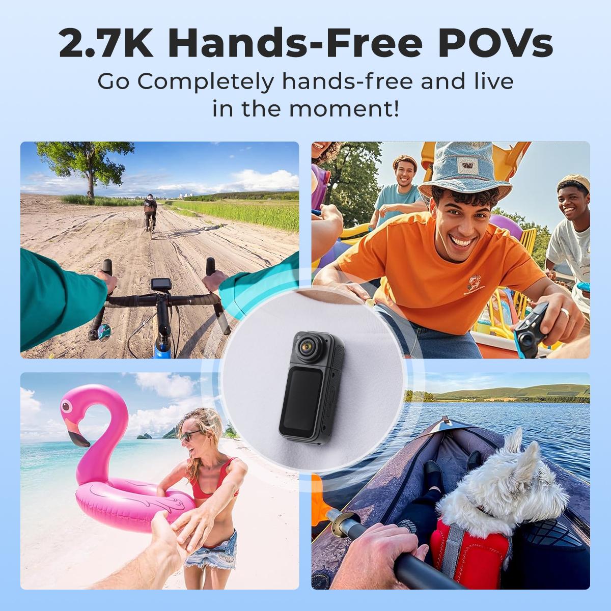 2.7K Thumb Camera with 180° Rotatable Lens Magnetic Body Wearable ...