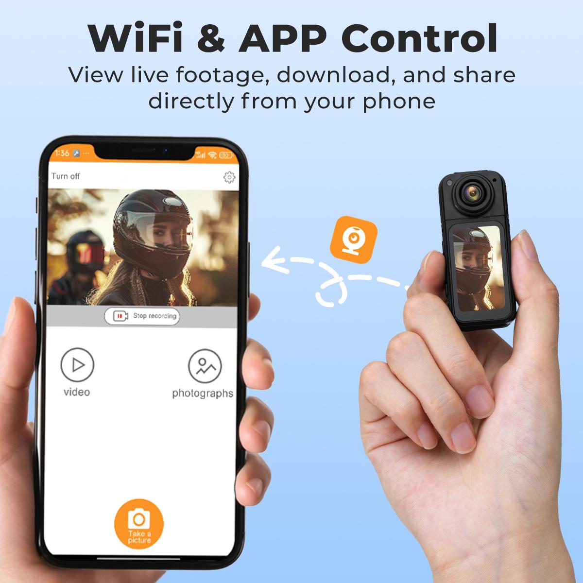 2.7K Thumb Camera with 180° Rotatable Lens Magnetic Body Wearable ...