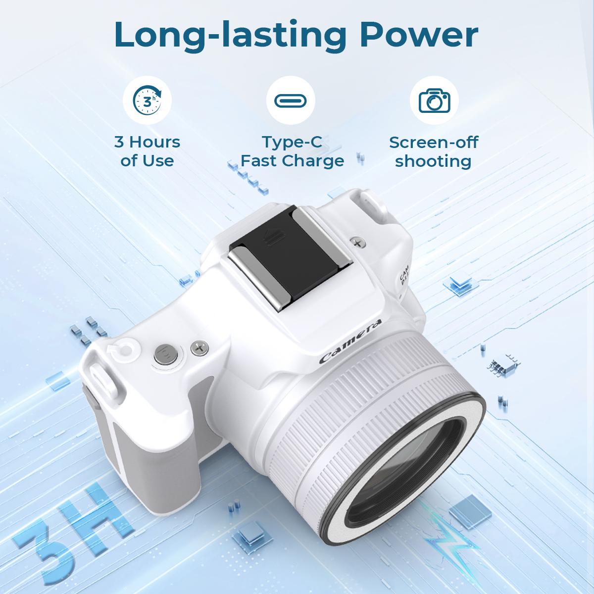 Appareil Photo Numérique Compact, Vidéos 2K Photos 48MP, Bokeh Style DSLR, Zoom 16X ...