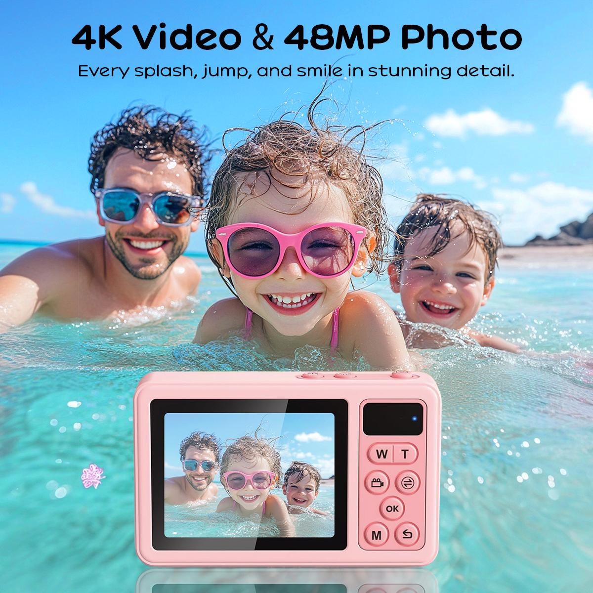 Underwater Camera for Kids 4K 48MP, 3M Waterproof, Dual Screen, for ...