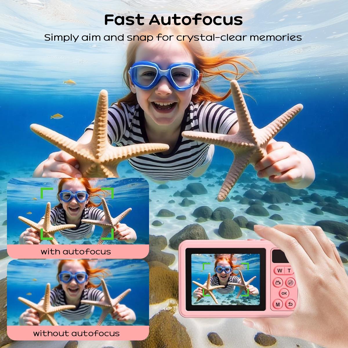 Underwater Camera for Kids 4K 48MP, 3M Waterproof, Dual Screen, for ...