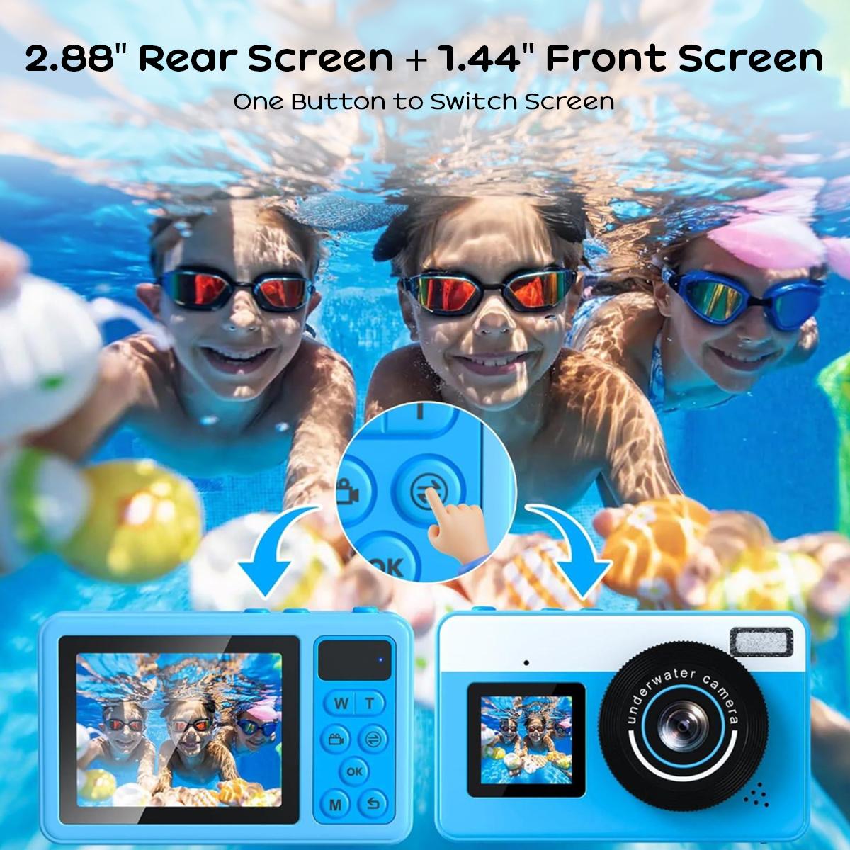Underwater Camera for Kids 4K 48MP, 3M Waterproof, Dual Screen, for ...