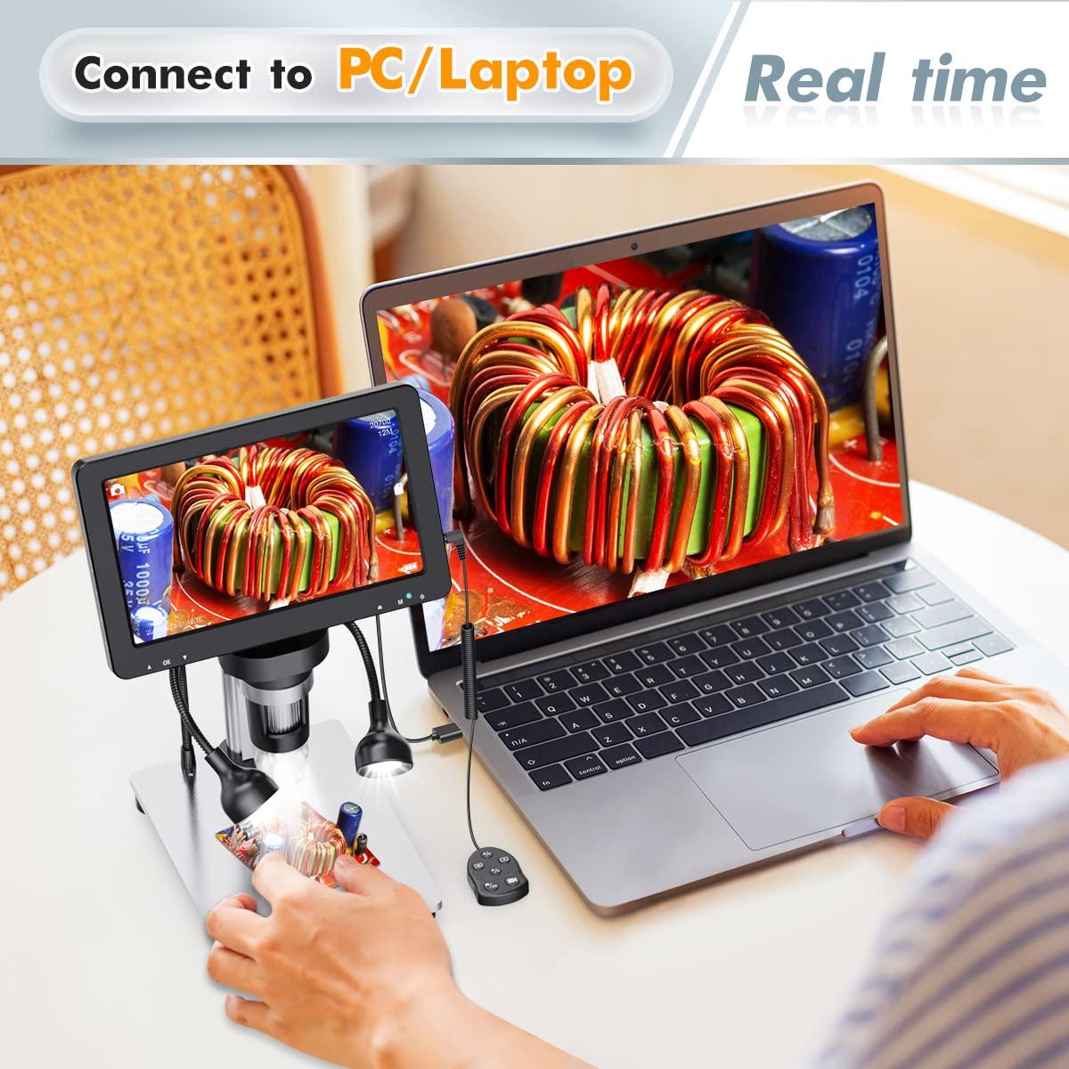 DM9 7 inch LCD Digital Microscope 1200X, 1080P Coin Microscope with ...