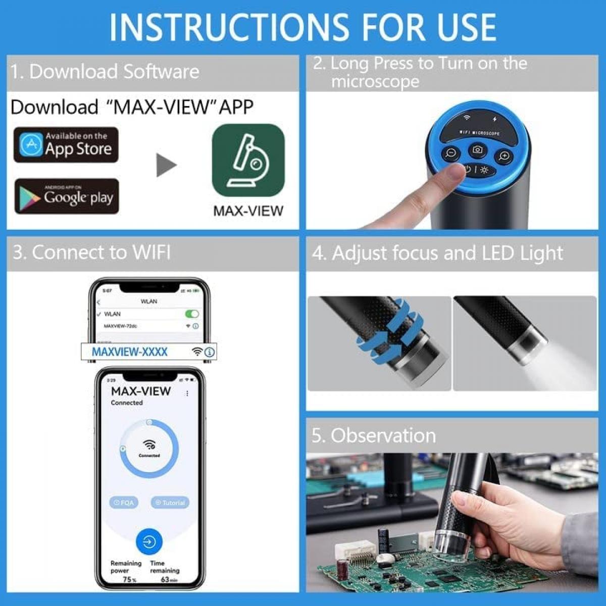 Microscope Portable 50X-1000X - KENTFAITH