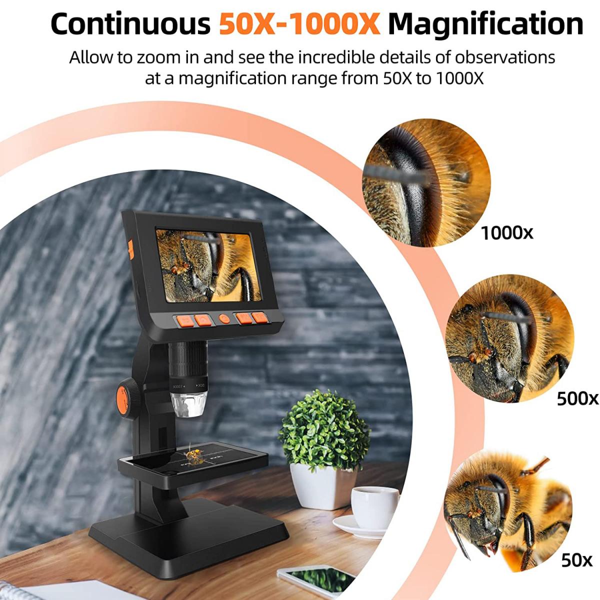 P110 Digital Coin Microscope, 4.3 inch screen - K&F Concept