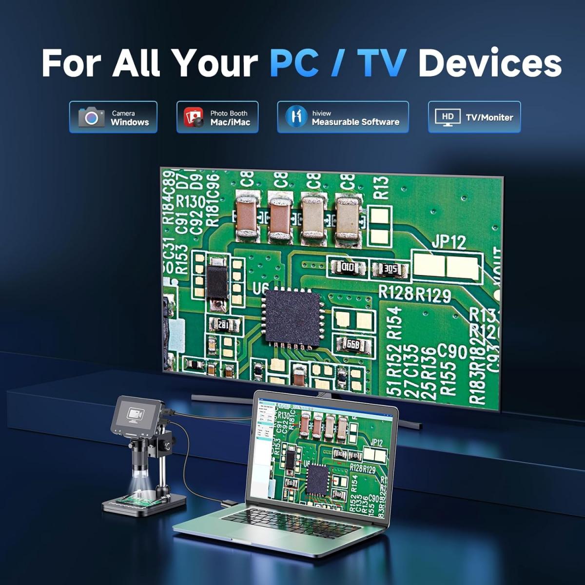 4.3 inch HDMI digital microscope, 10-1000X magnification, handheld ...