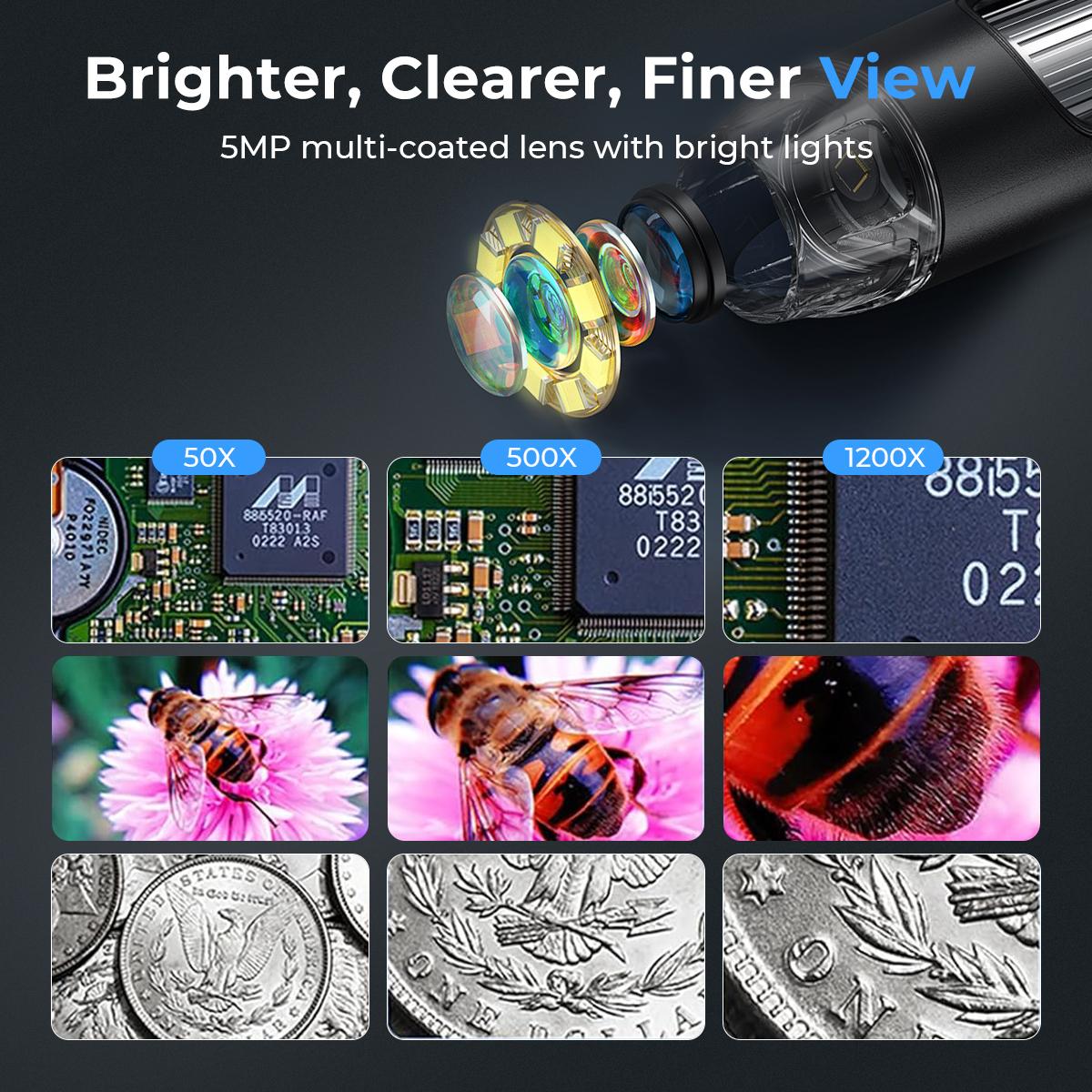 Digital Coin Microscope 7" LCD Screen 1200X Magnification 1080P Image ...