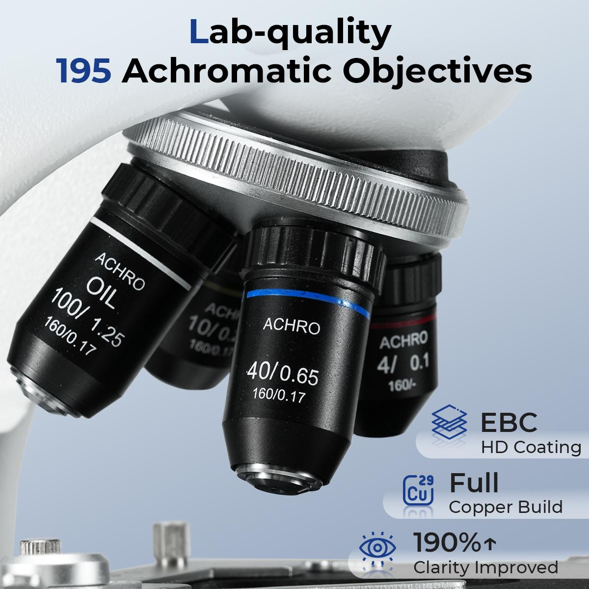 Compound Microscope with 9" Smart Screen 40x-1600x Magnification PC ...