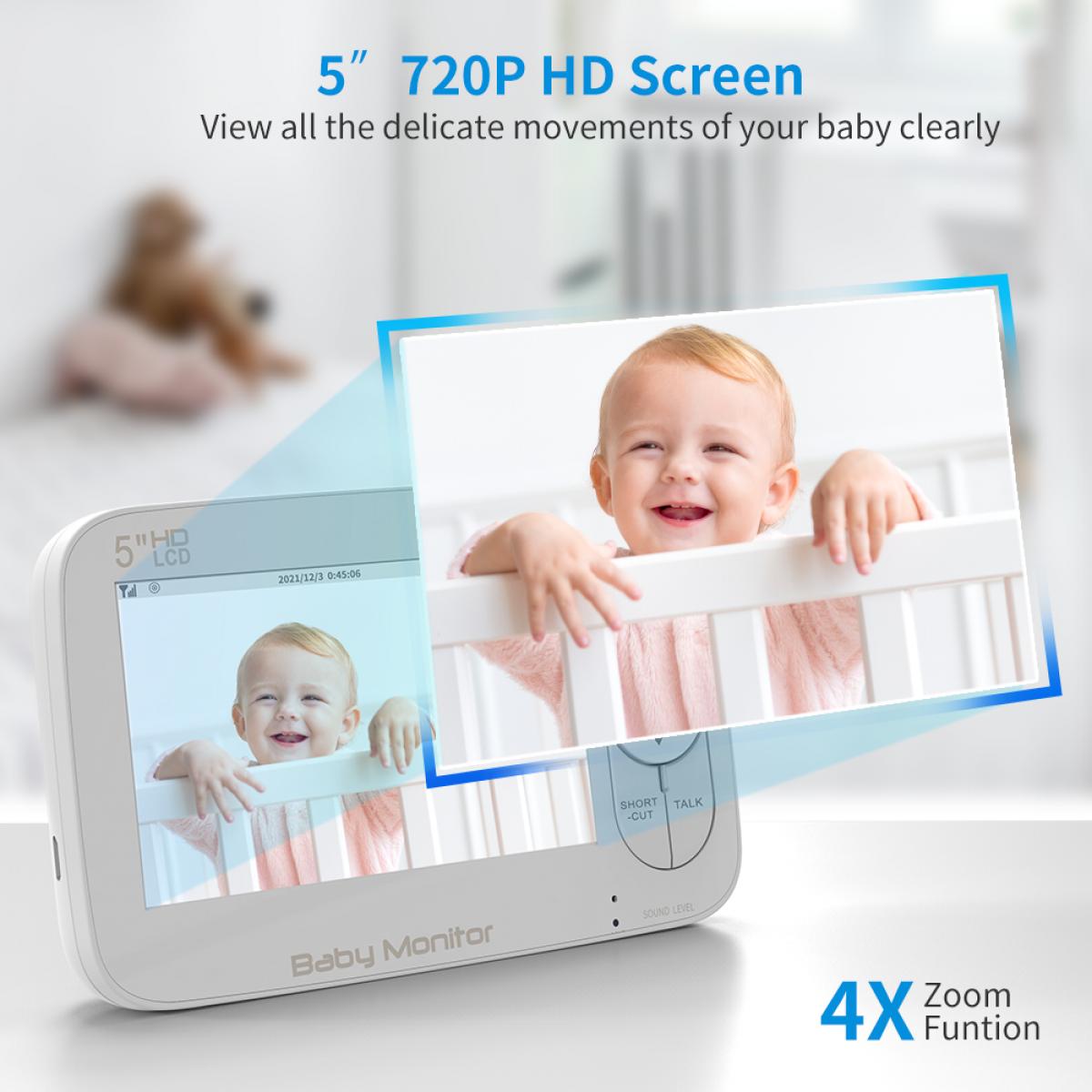 5" LCD Panda Video Baby Monitor with Night Vision - K&F Concept