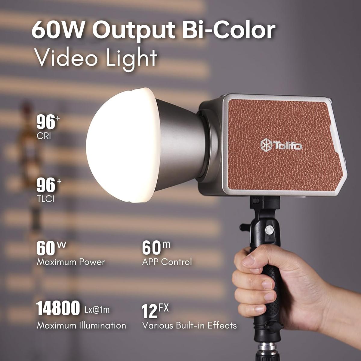 Lumière vidéo LED 60W 2700K-6500K Éclairage pour photographie, vlogging ...