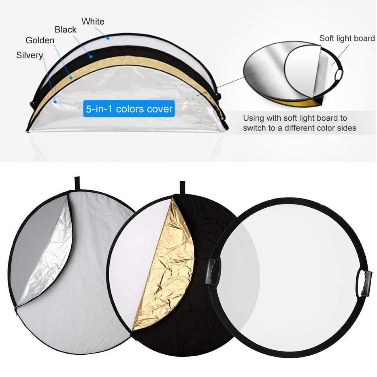 5-in-1 Circular Reflector 43 Inch/110cm Foldable Reflector - K&F Concept