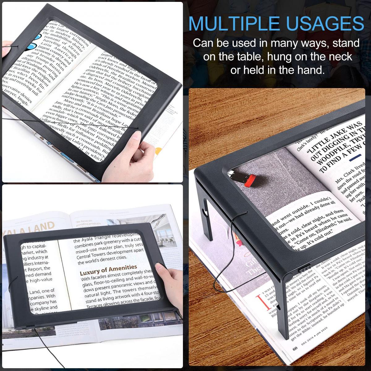 Magnifier for reading, 3x luminous magnifier with 12 LED lights ...
