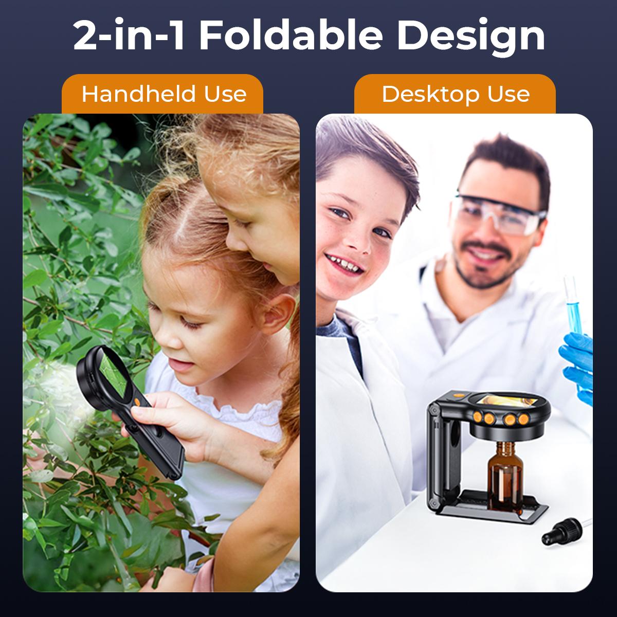 Handheld Microscope, 500X Magnification, 1080P Videos, 2-inch Screen ...