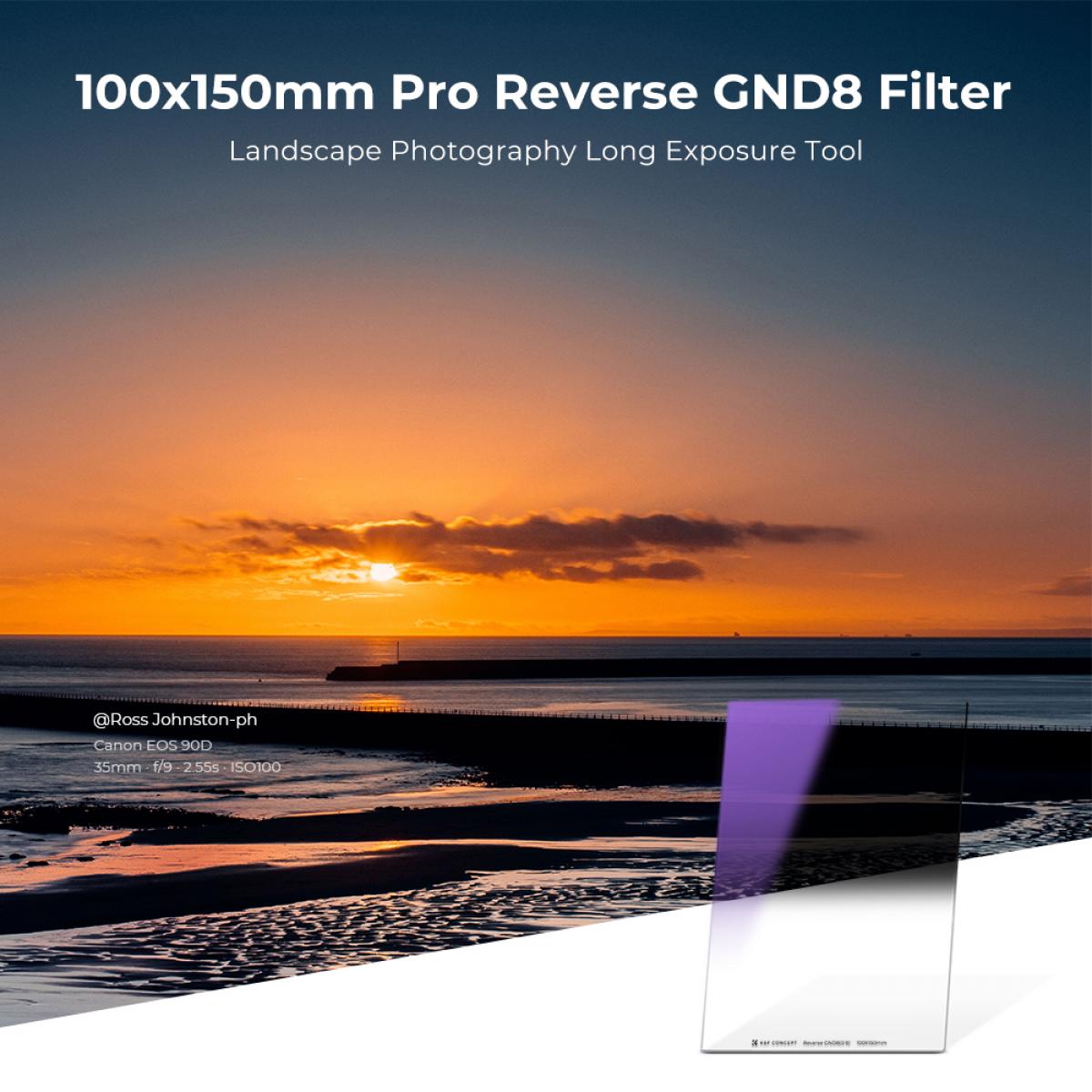 GND8 100*150mm Omgekeerde 3 F-Stop GND Filter - K&F Concept