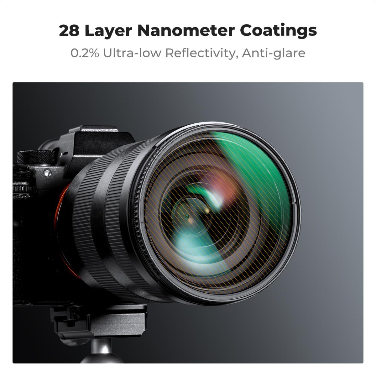 55mm Gold Streak Effect Lens Filter (2mm) Nano-Xcel Series - K&F Concept