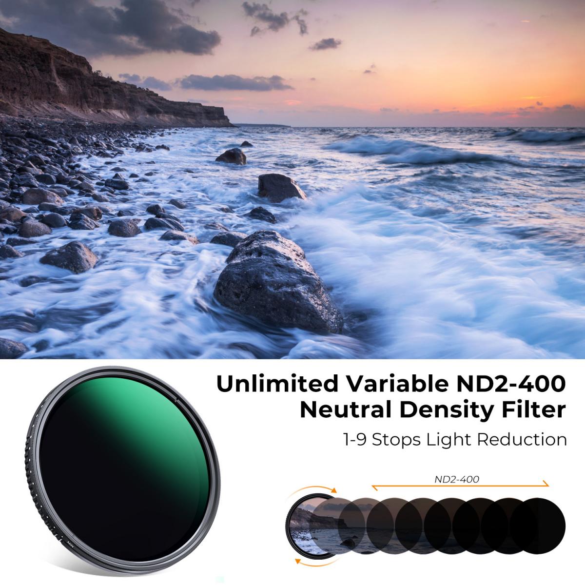 58mm ND2-ND400 Vario ND Filter - Nano D-Serie - KENTFAITH