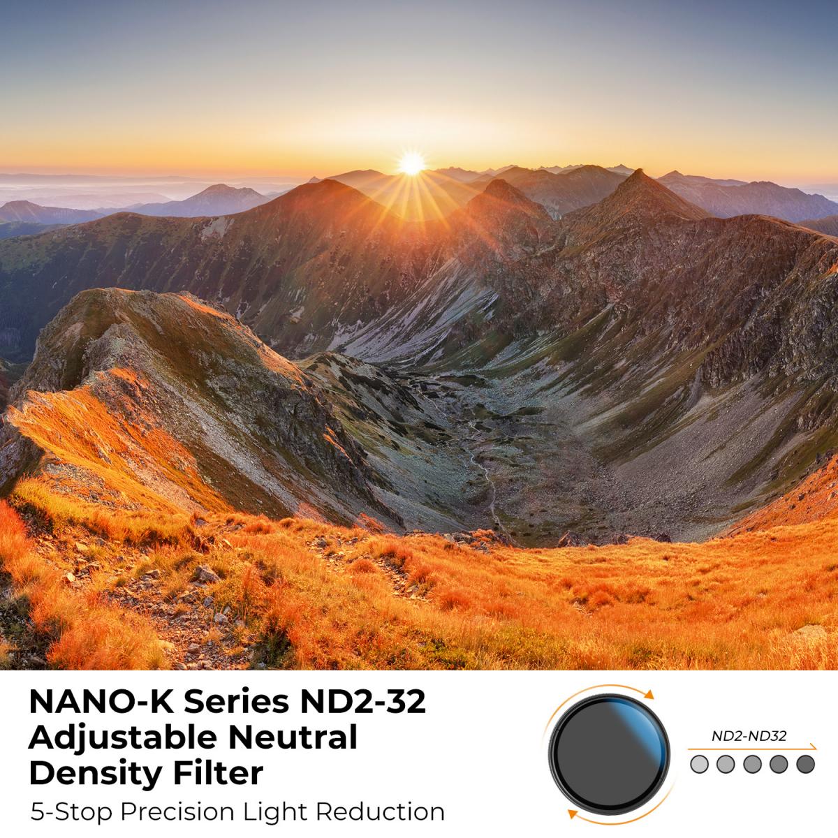 ND Filter Variable 82mm ND2-ND32 Nano-K Series - K&F Concept