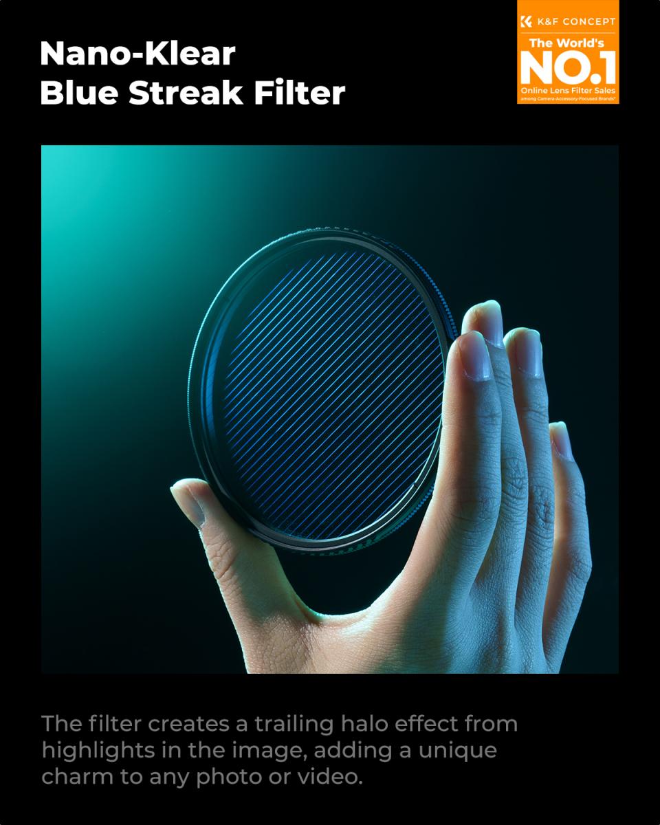 58mm Blue Streak Filter (2mm) Anamorphic Effect Filter Nano-Klear ...