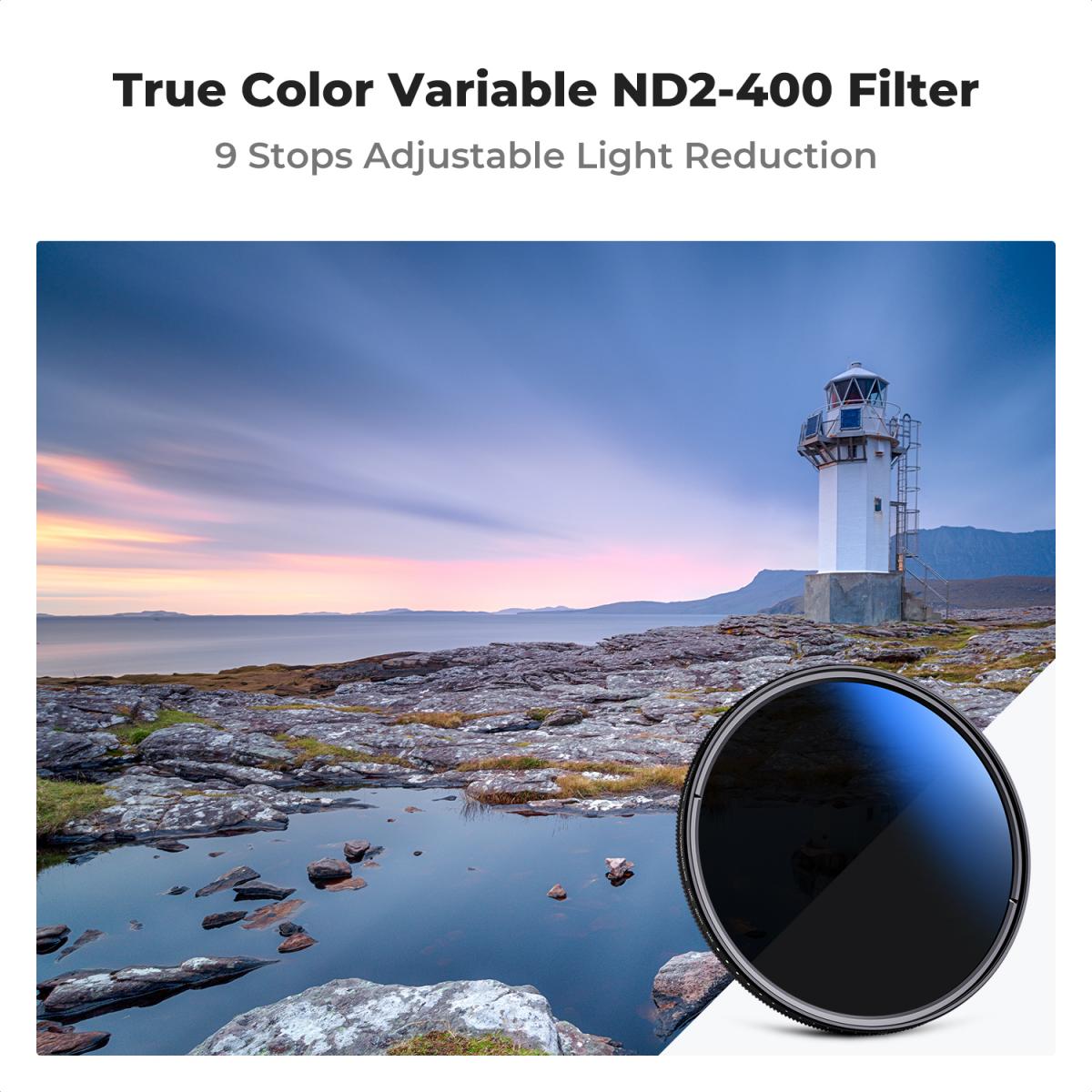 49mm True Color Variabler ND2-ND400(1-9 Blendenstufen) Filter Nano ...