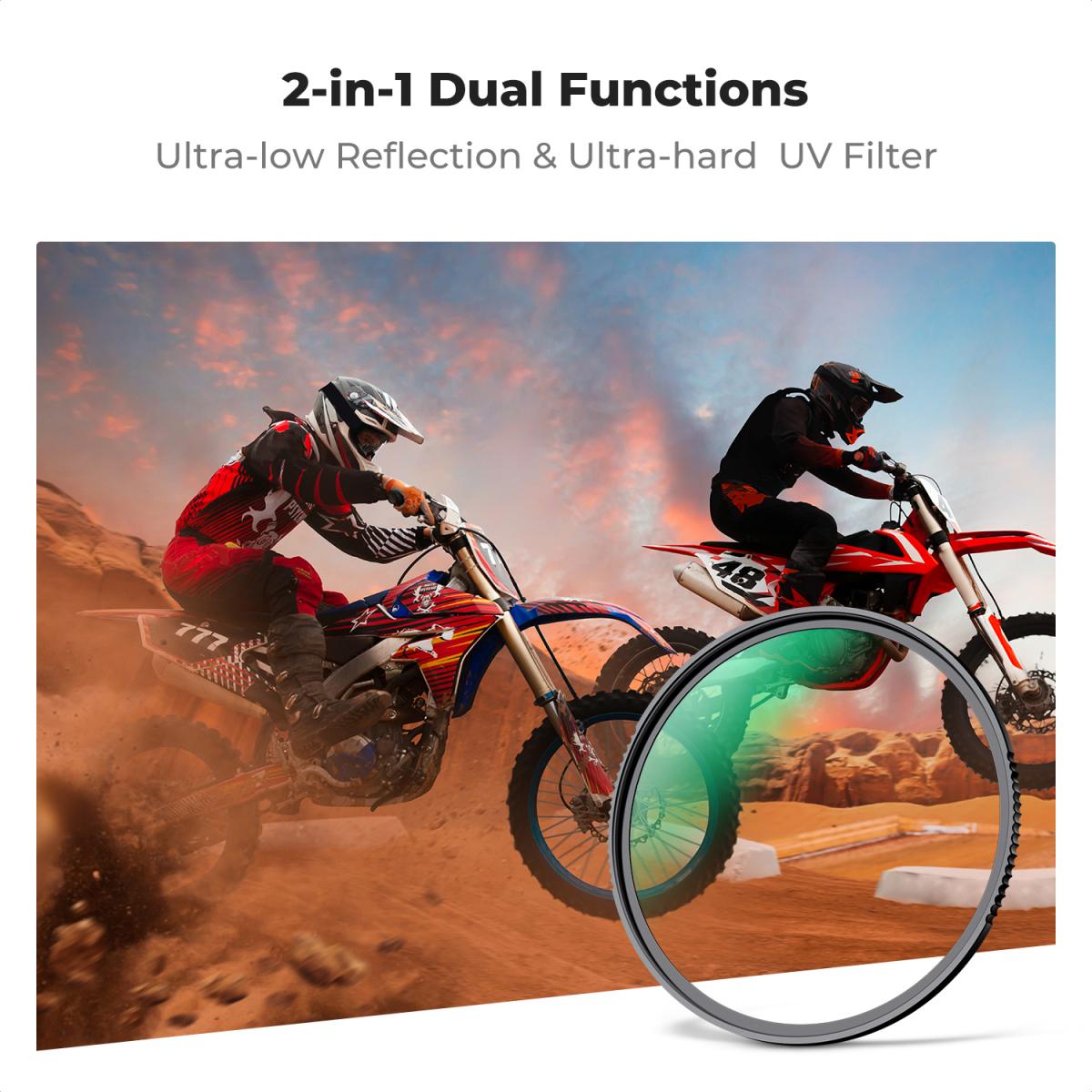 77mm UV Filter Ultra Low Reflection Tempered Glass Protection Lens ...