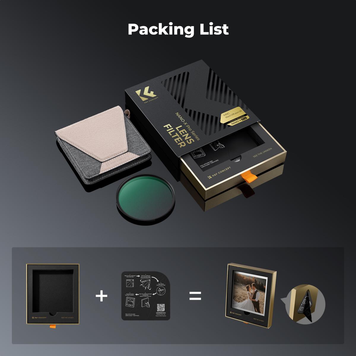 K&F Concept Nano-Xcel Pro 82mm Filtro Black-Mist 1/8 Riflessione ultra ...