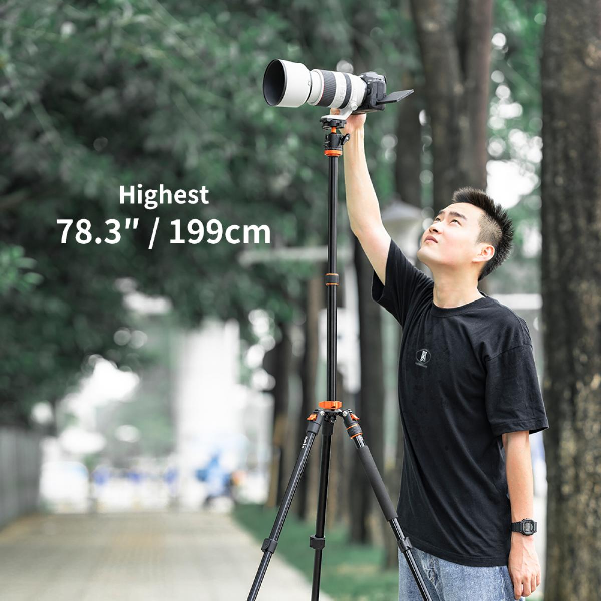 55" DSLR-stativ Bærbar reisevlogg i aluminium Stativ 22lbs Load Orange ...