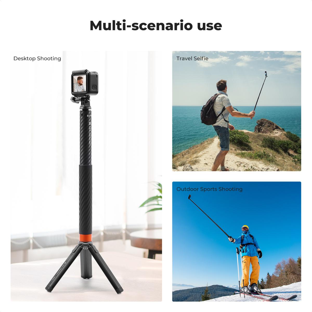Perche à Selfie Invisible Carbone 50-127 cm pour Caméra de Sport ...