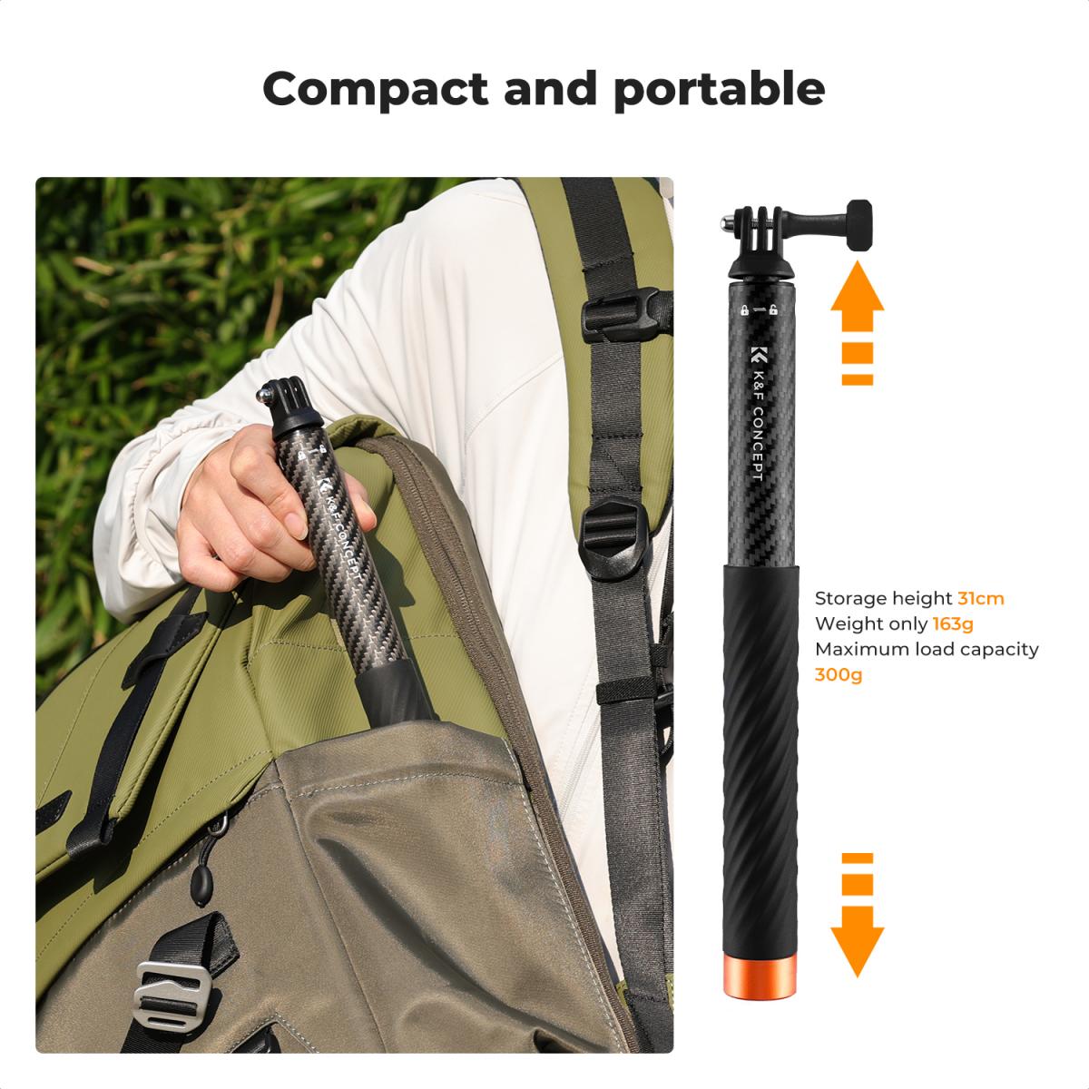 Perche à Selfie Invisible Carbone 50-127 cm pour Caméra de Sport ...