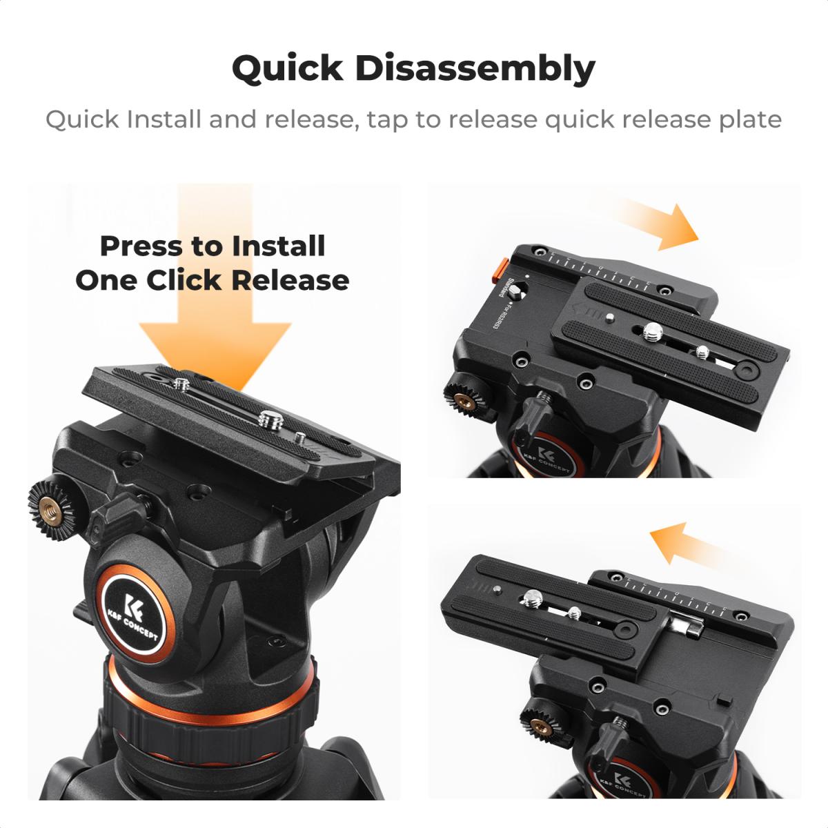 17.6lbs/8KG Fluid Head Tripod Camera Tripod - K&F Concept