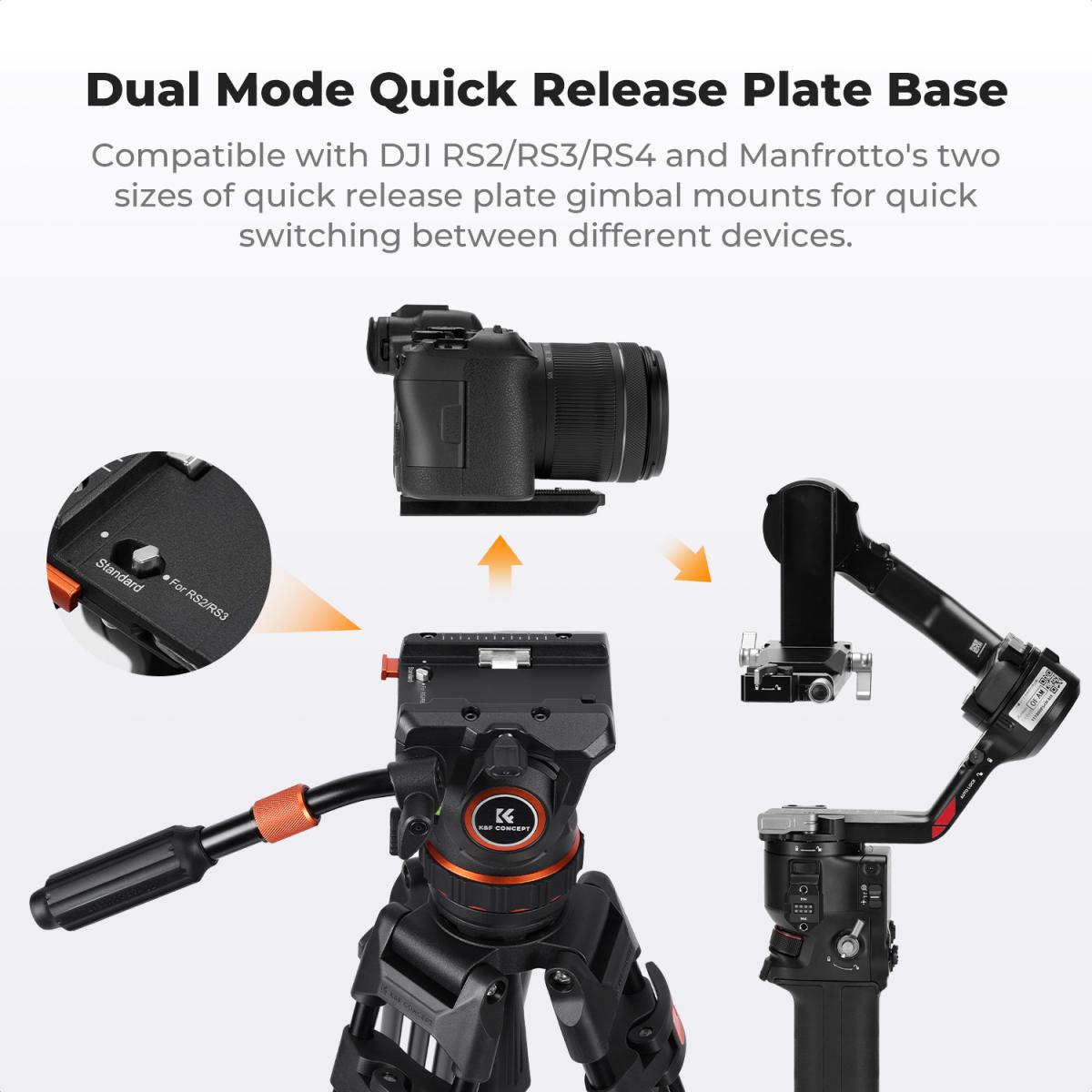 17.6lbs/8KG Fluid Head Tripod Camera Tripod - K&F Concept