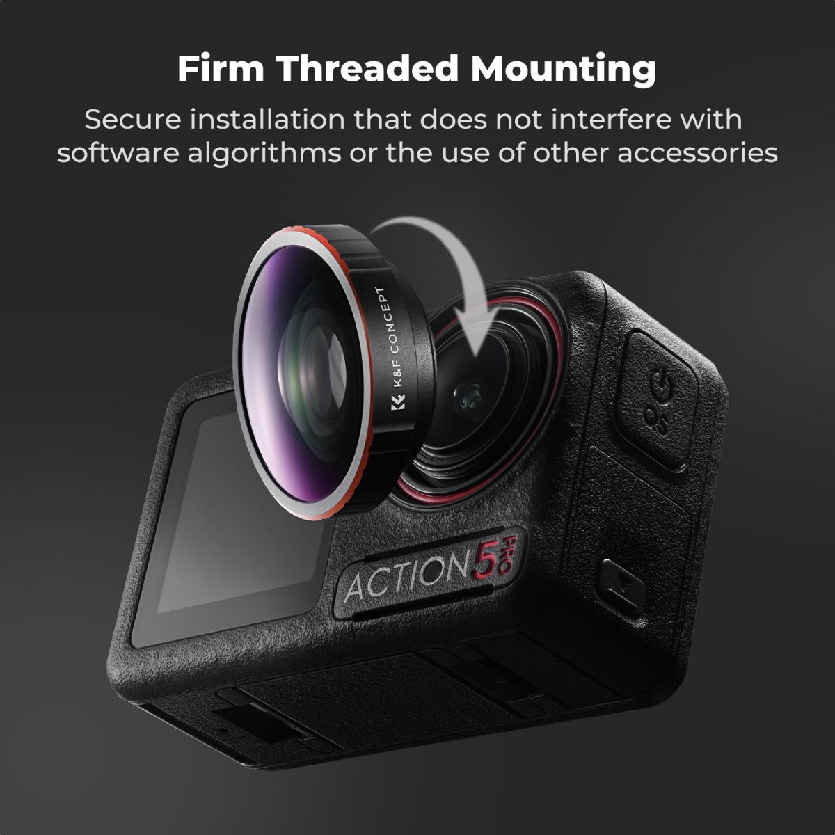 K&F CONCEPT Wide-Angle Lens Compatible with DJI Osmo Action 5 Pro ...