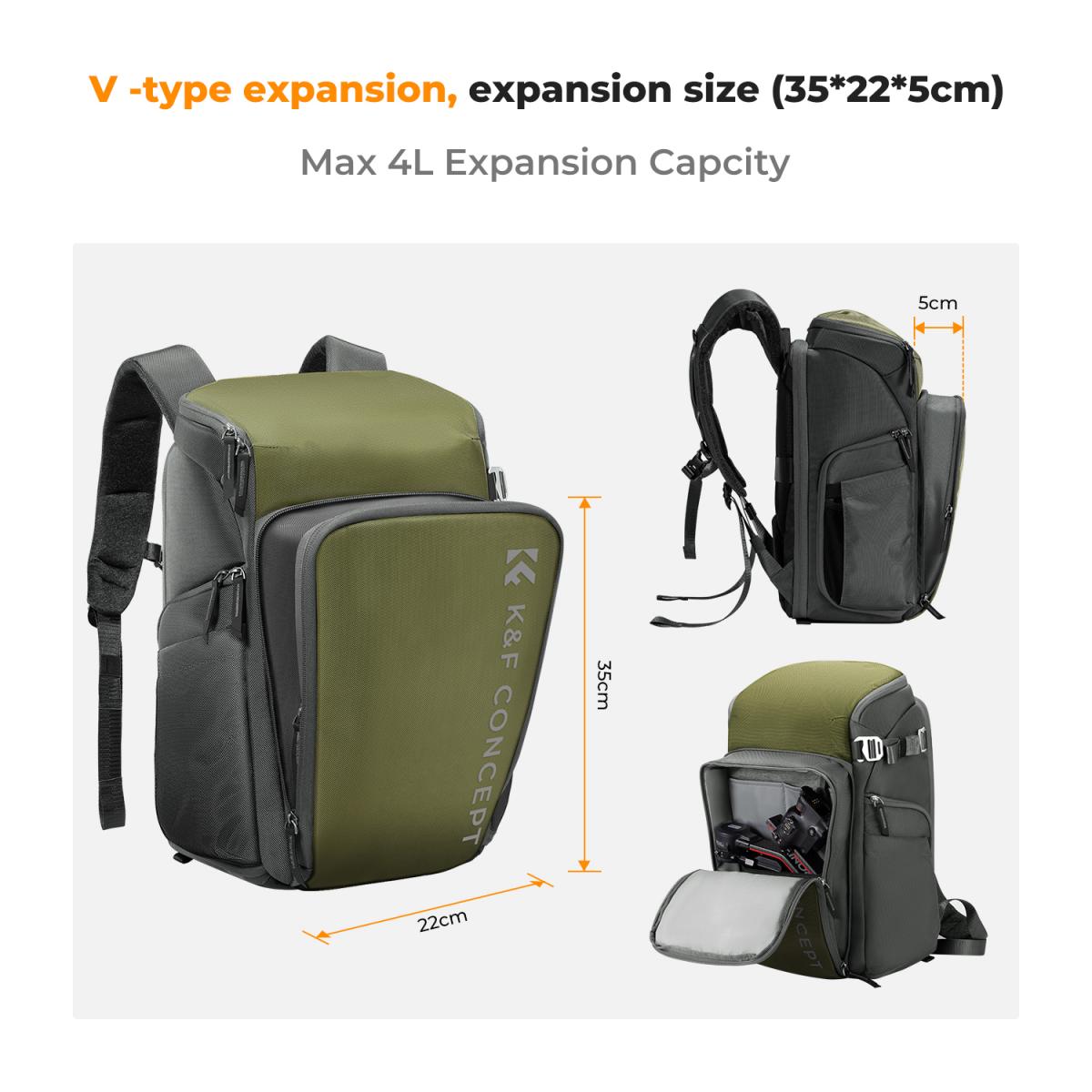 Zaino Fotografico Grande 25L 01（Verde | K&F Concept - K&F Concept
