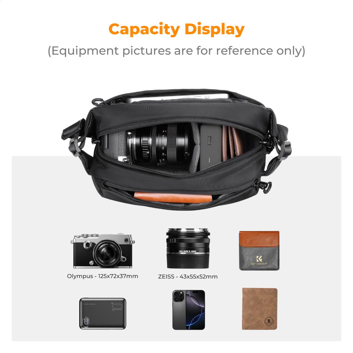 Sac bandoulière K&F Concept Alpha 4 L pour appareil photo, compatible avec les appareils photo ...