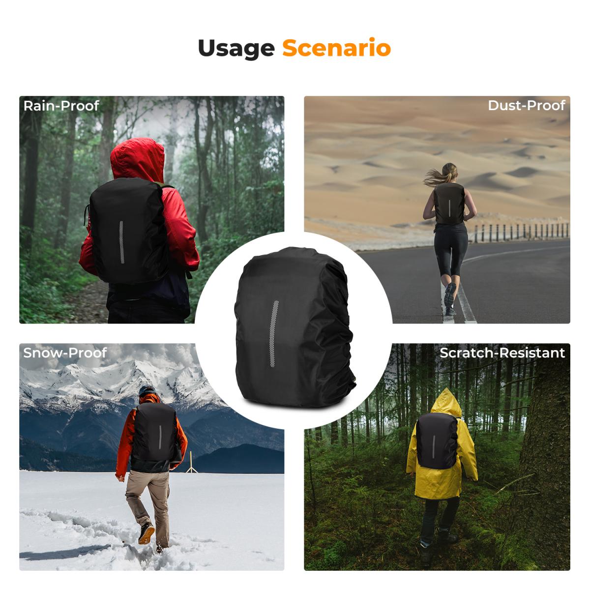 K&F Concept Backpack Rain Cover with Reflective Strip 100% Waterproof Rucksack Rain Cover for ...