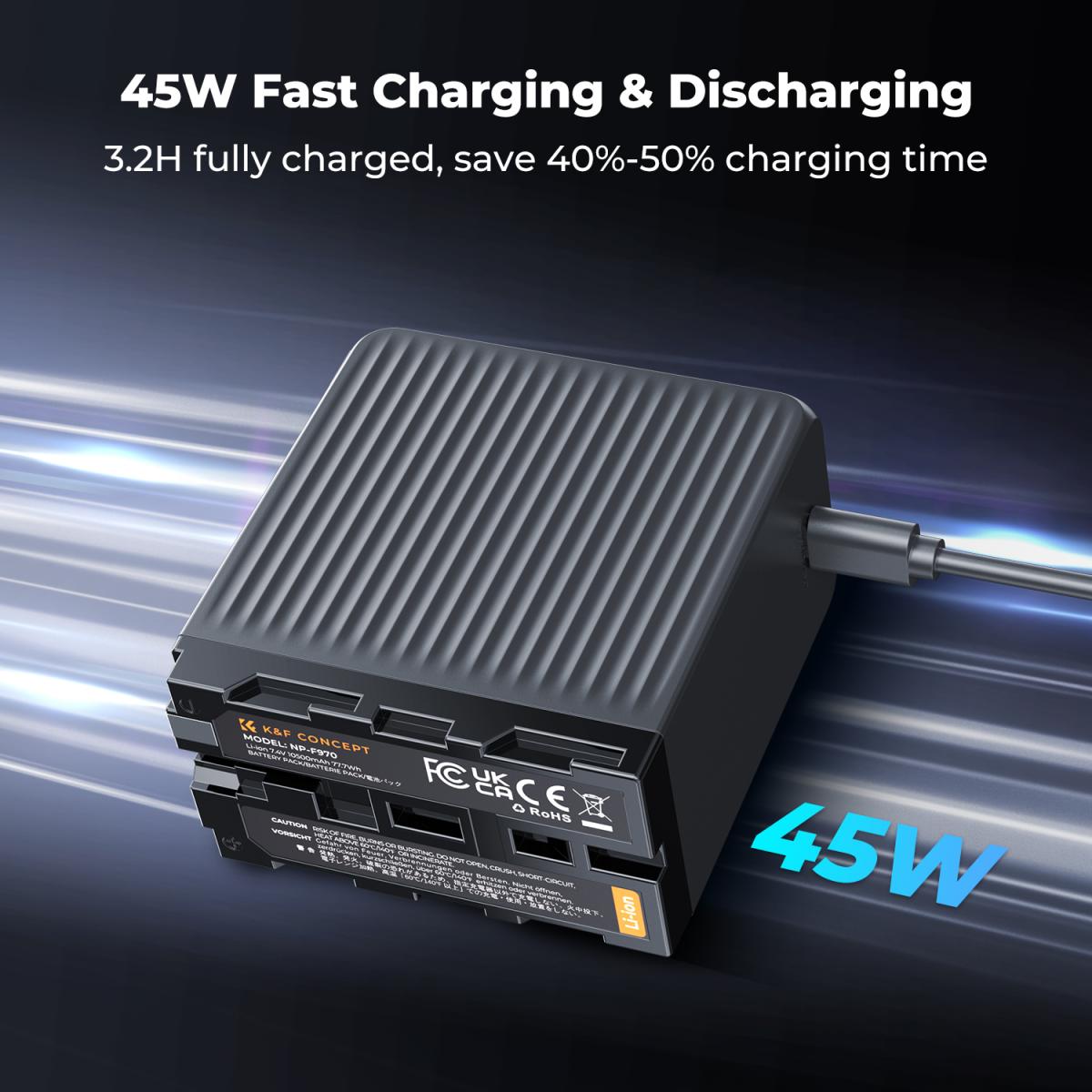 Batterie de remplacement USB-C 10 500 mAh pour NP-F550, NP-F570, NP ...