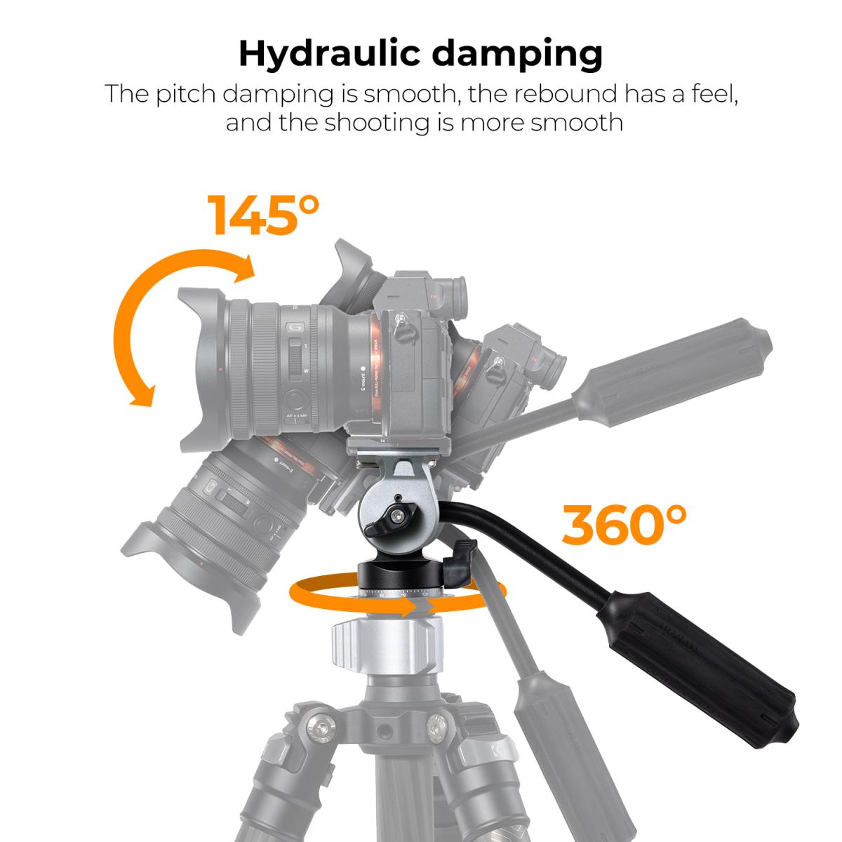 6.6lbs/3kg Load Professional Tripod Head CNC Process - K&F Concept