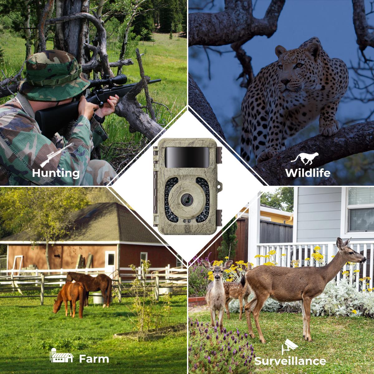 K&F Concept Wildlife Camera with Motion Sensor Night Vision Wide Angle ...